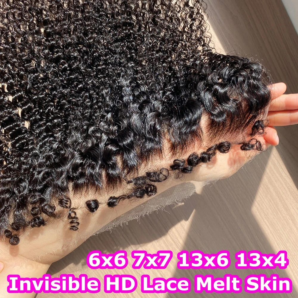 4C Hairline Kinky Curly 13x6 Invisible HD Lace Frontal Human Hair 5x5 ...