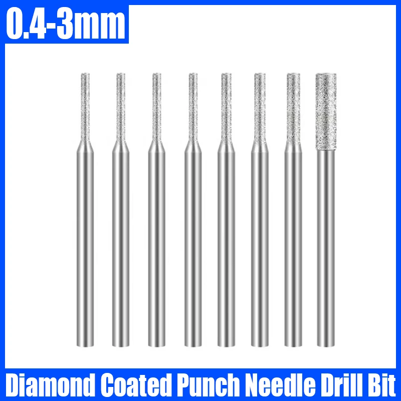 10PCS-0-4-3mm-Diamond-Coated-Tipped-Drill-Bit-Punch-Needle-A-Needle ...