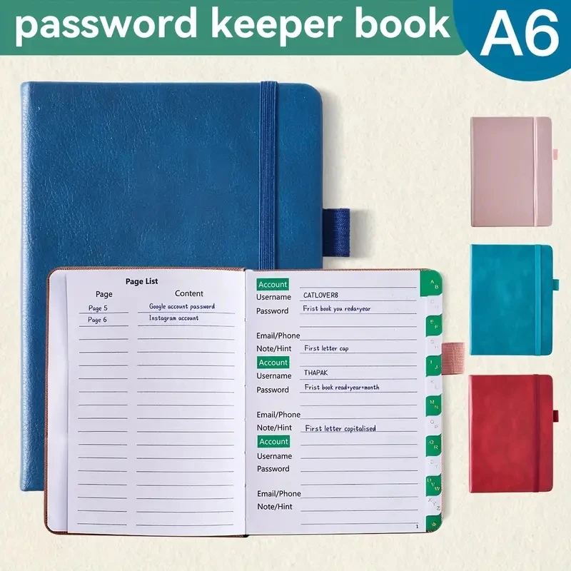 PU-Cover-Notebook-A6-Password-Book-With-Alphabetical-Tabs-Notepad ...