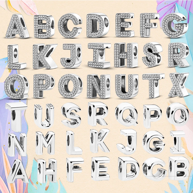 Bracelet Letter 925 Sterling Silver | 925 Sterling Silver Letters Charm ...