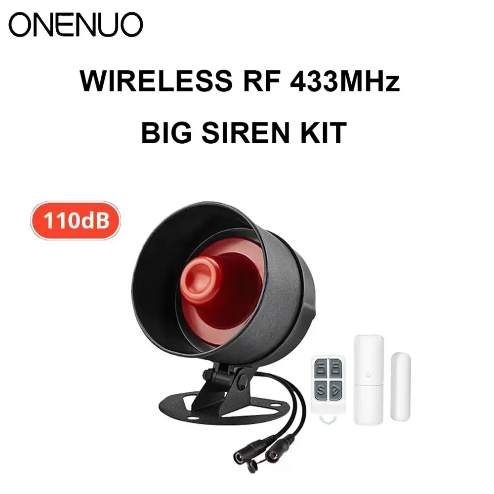 ONENUO-433MHz-Wireless-RF-Siren-Alarm-System-110dB-Indoor-Outdoor-Siren ...