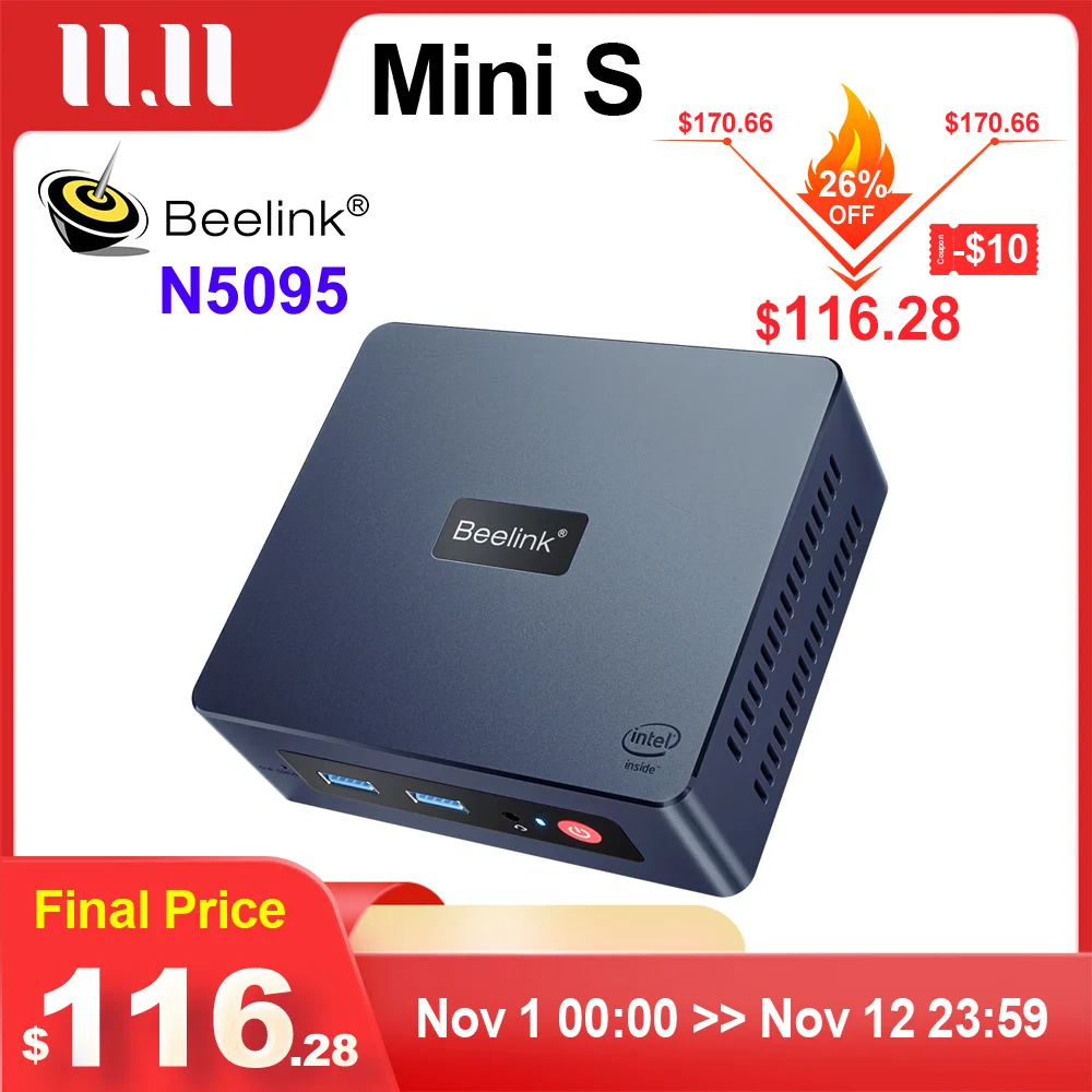 2022 beelink mini s intel 11th gen n5095 mini pc windows 11 ddr4 8gb ...