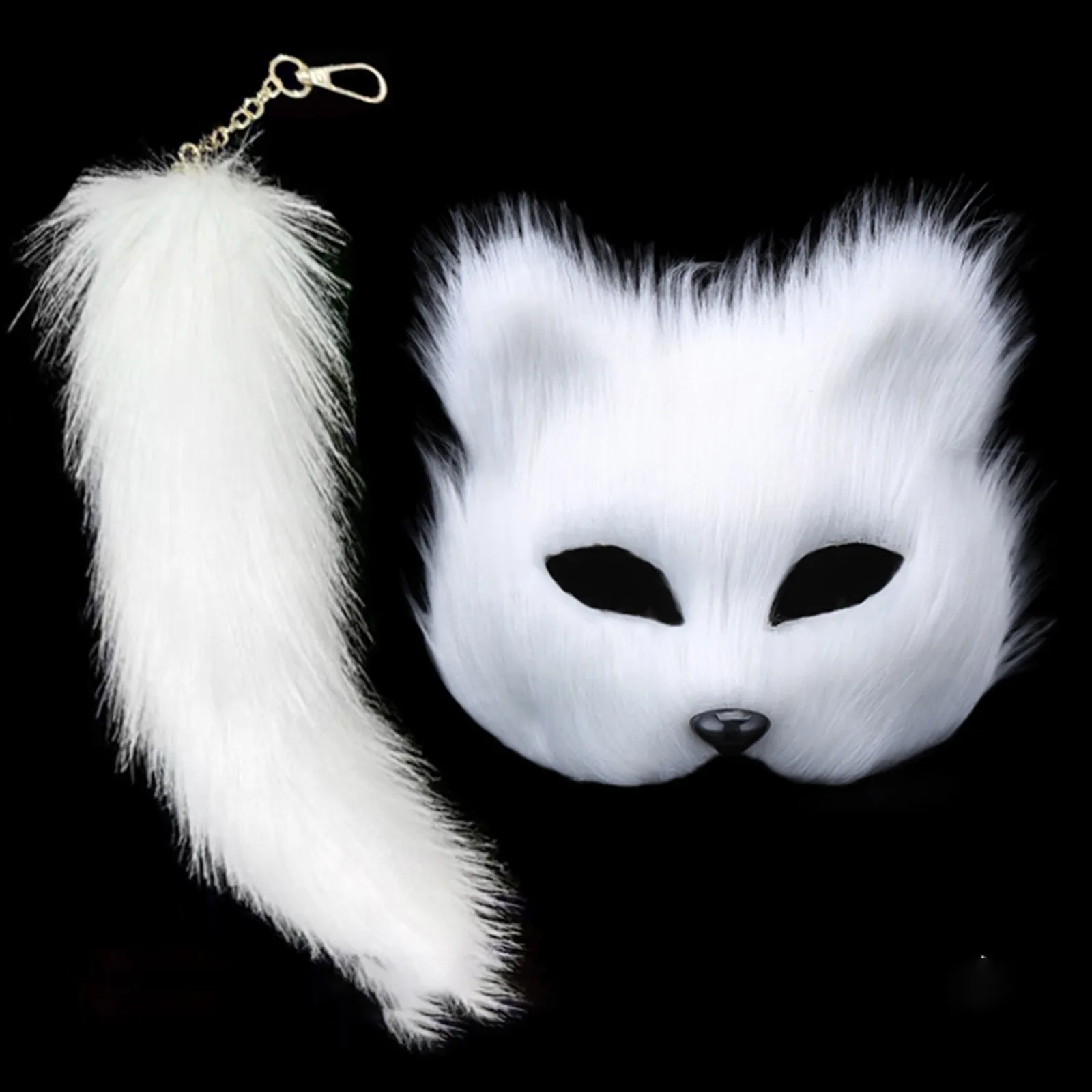 2024-Halloween-Therian-Mask-and-Tail-Fuzzy-Cats-Foxes-Wolf-Mask-Tail ...