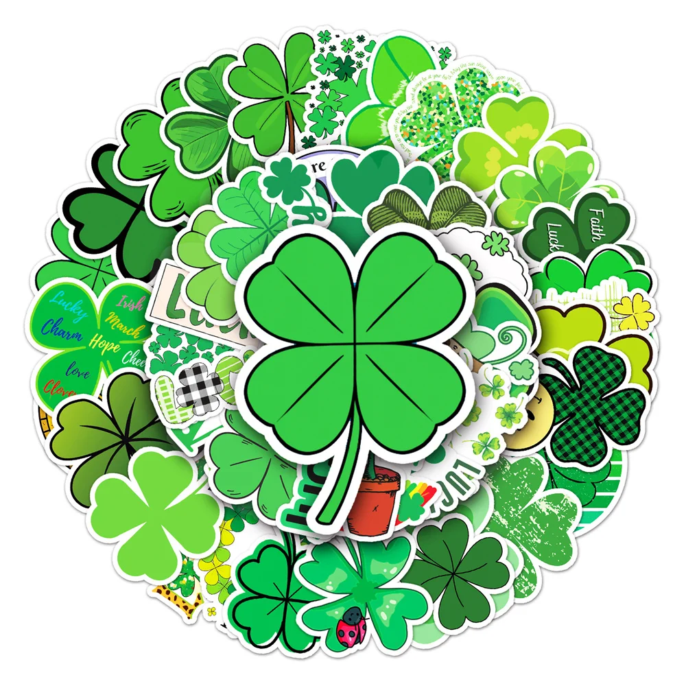 10/30/50PCS Four leaf Clover Cartoon Lucky Plant Graffiti Waterproof ...