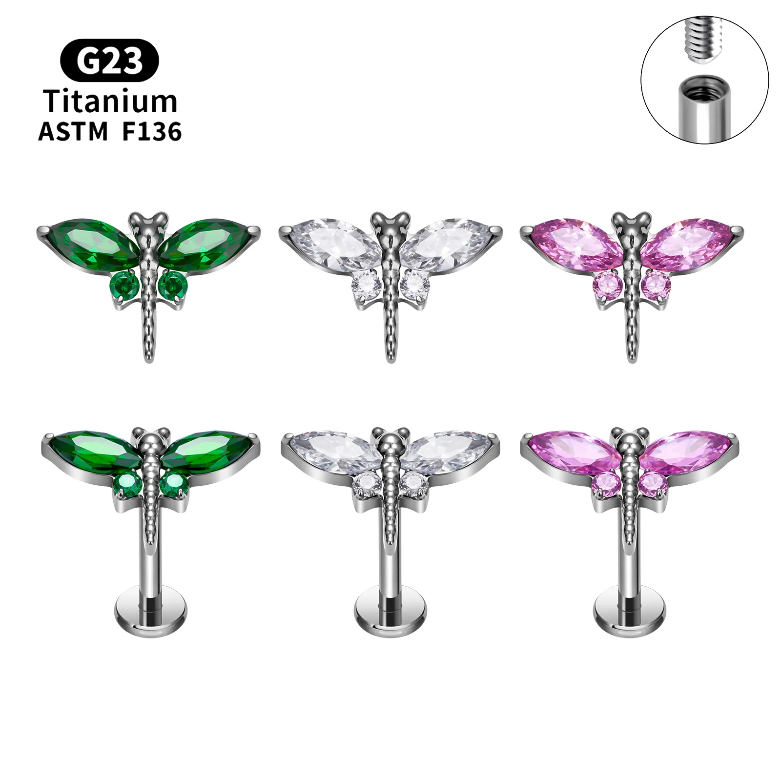 G23-Titanium-Piercing-16G-18G-Internal-Thread-Labret-Lip-Cartilage ...
