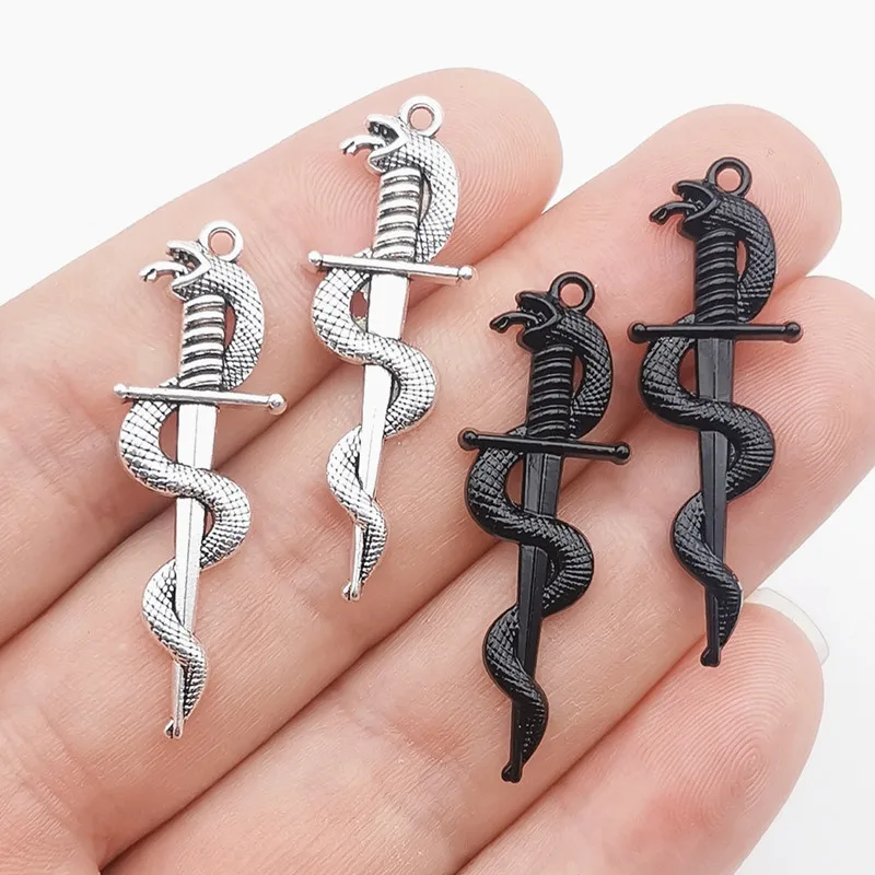 10pcs 40*13.5mm Alloy Snake Sword Charms,Snake Charm, Dagger Charm ...