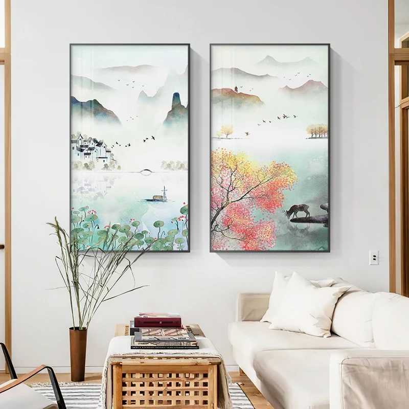 New-Chinese-Lanscape-Canvas-Art-Painting-for-Living-Room-Bedroom ...