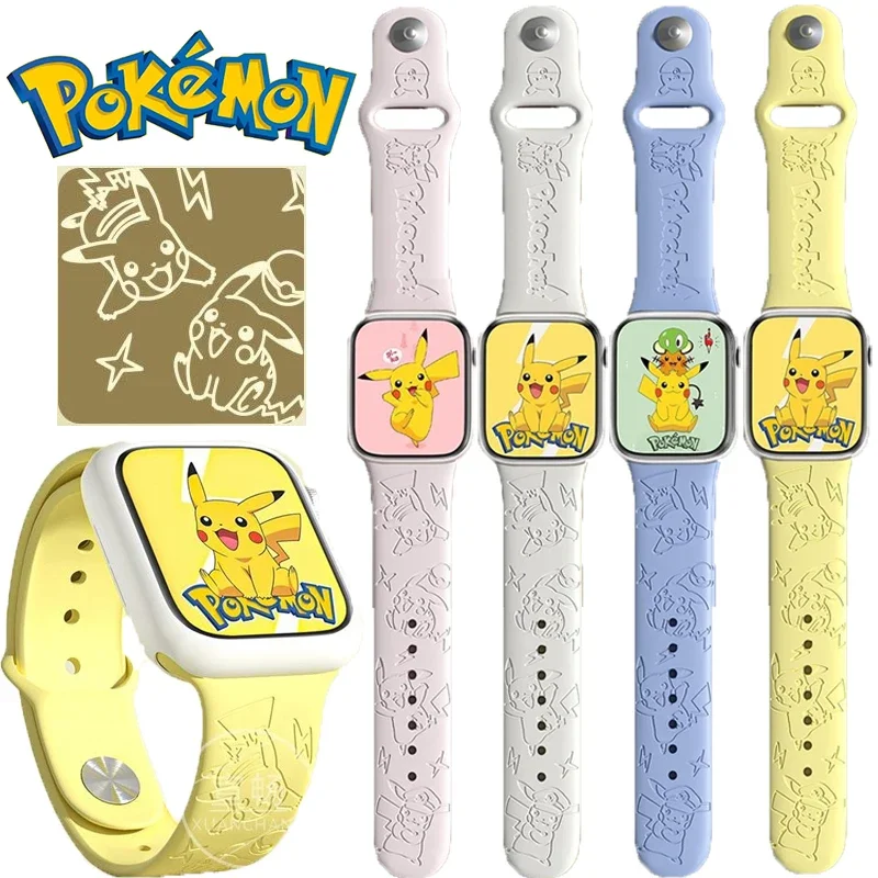 Correa-de-silicona-suave-Pok-mon-Pikachu-para-Apple-Watch-banda-de ...