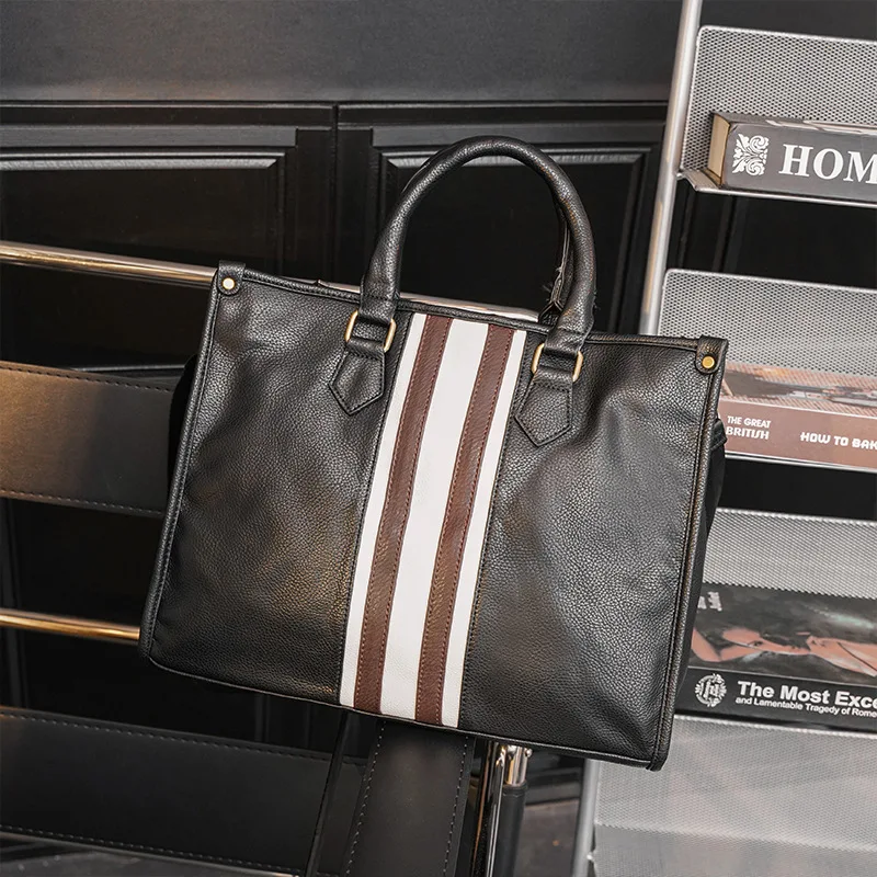 Business Handbag Men Top-Handle Bags Vintage Striped Crossbody Bag Men ...