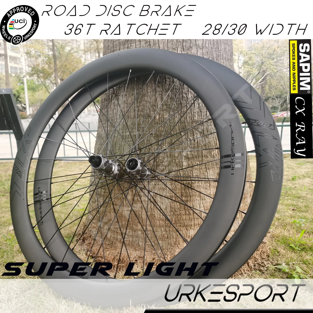 28/30mm Ultralight 700c Carbon Wheels Disc Brake Road UKS210 Clincher ...