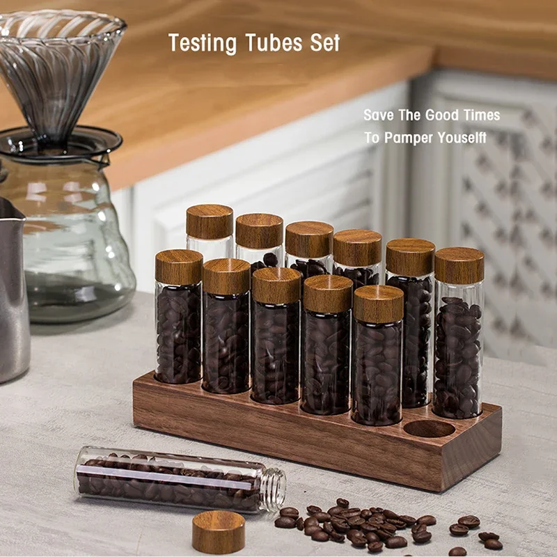 Coffee-Beans-Storage-Container-Display-Rack-Walnut-Tea-Tube-Bottle ...