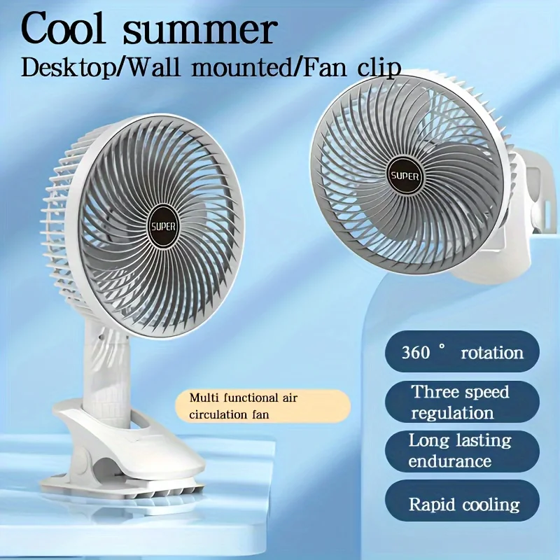 Electric-Desktop-Fan-Clip-Fan-Ventilator-USB-Rechargeable-Personal ...