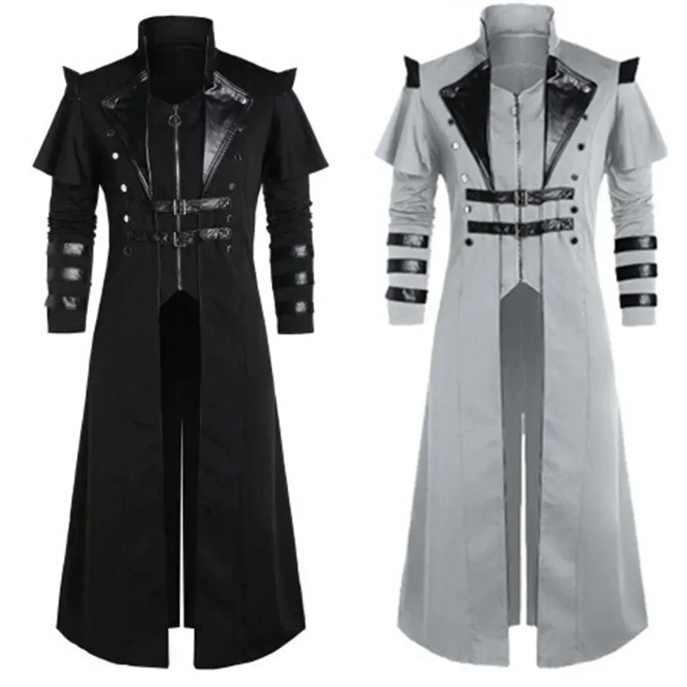 Steampunk-Black-Trench-Coat-Long-Style-Cosplay-Gothic-Victorian ...