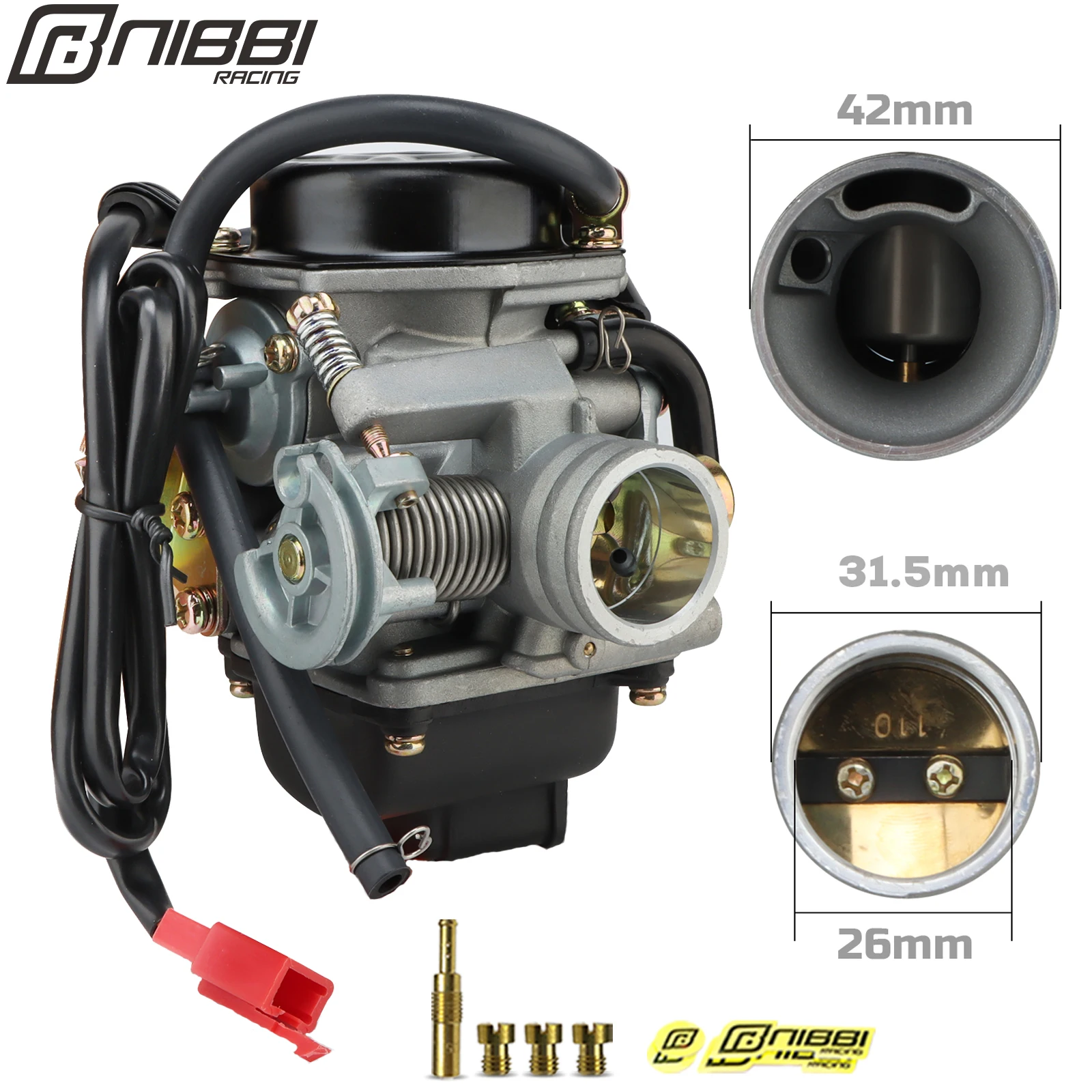 NIBBI Motorcycle PD26J Carburetor 26mm Powerful Carb Metal with Drain ...
