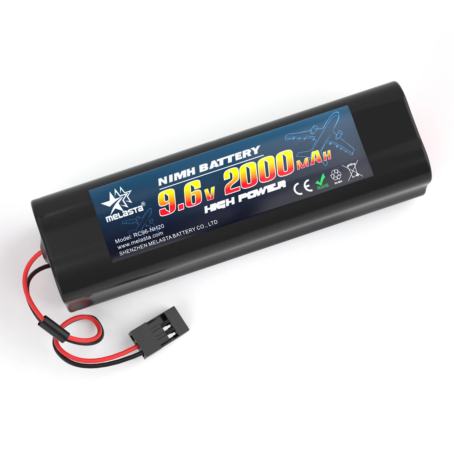 Melasta 9.6V 2000mAh Rechargeable Ni-Mh AA Battery Pack With Hitec ...