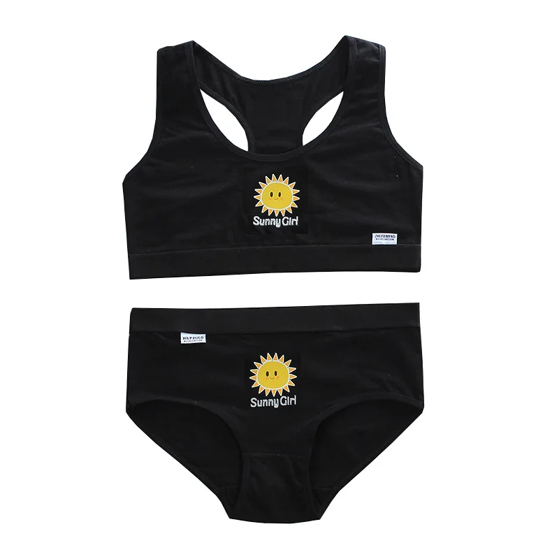 Summer Thin Double Layer Girl Bra Set Small Vest Underwear Outer Wear ...