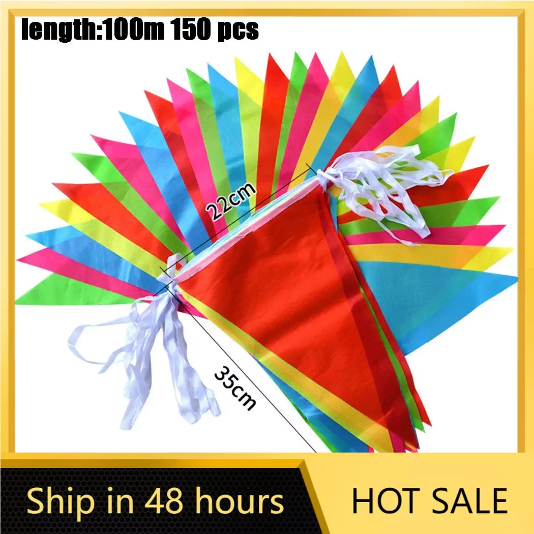 100M-Multicolored-Triangle-Flags-Carnival-Themed-Party-Pennant-Banner ...