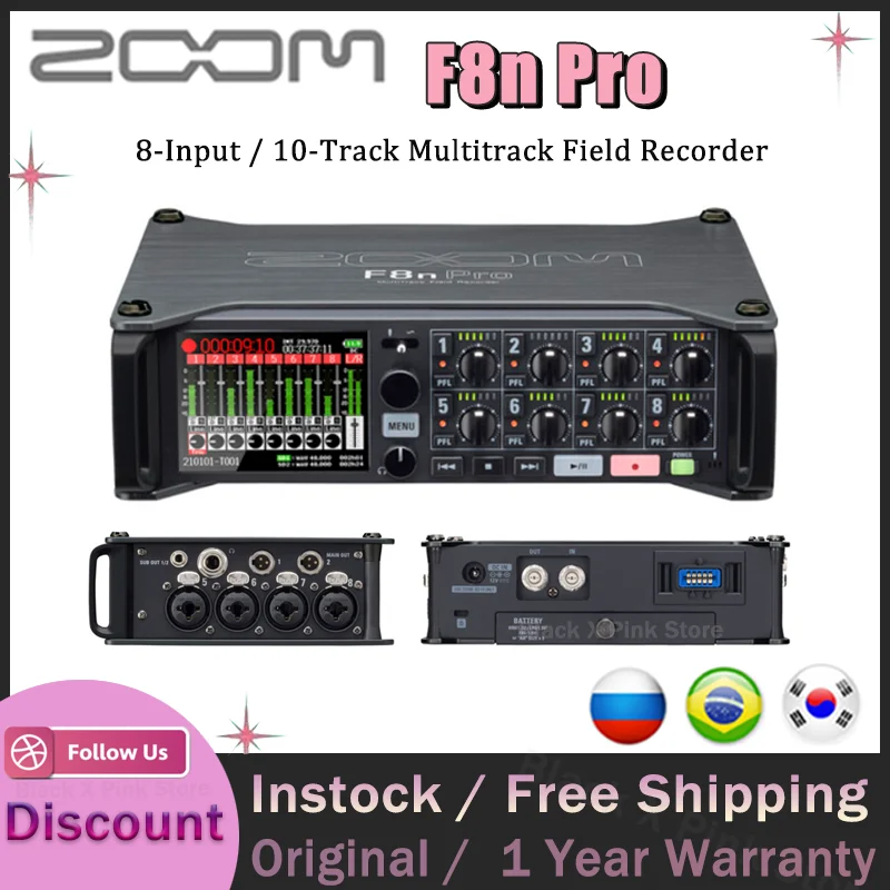 Zoom-F8n-Pro-32-bit-Field-Recorder-Mixer-Audio-for-Video-10-Channel-192 ...