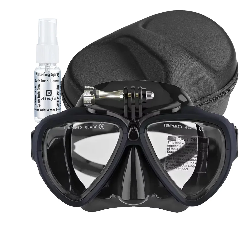 Transparent Dive Deep Tempered Glass Snorkel Mask With Gopro Mount