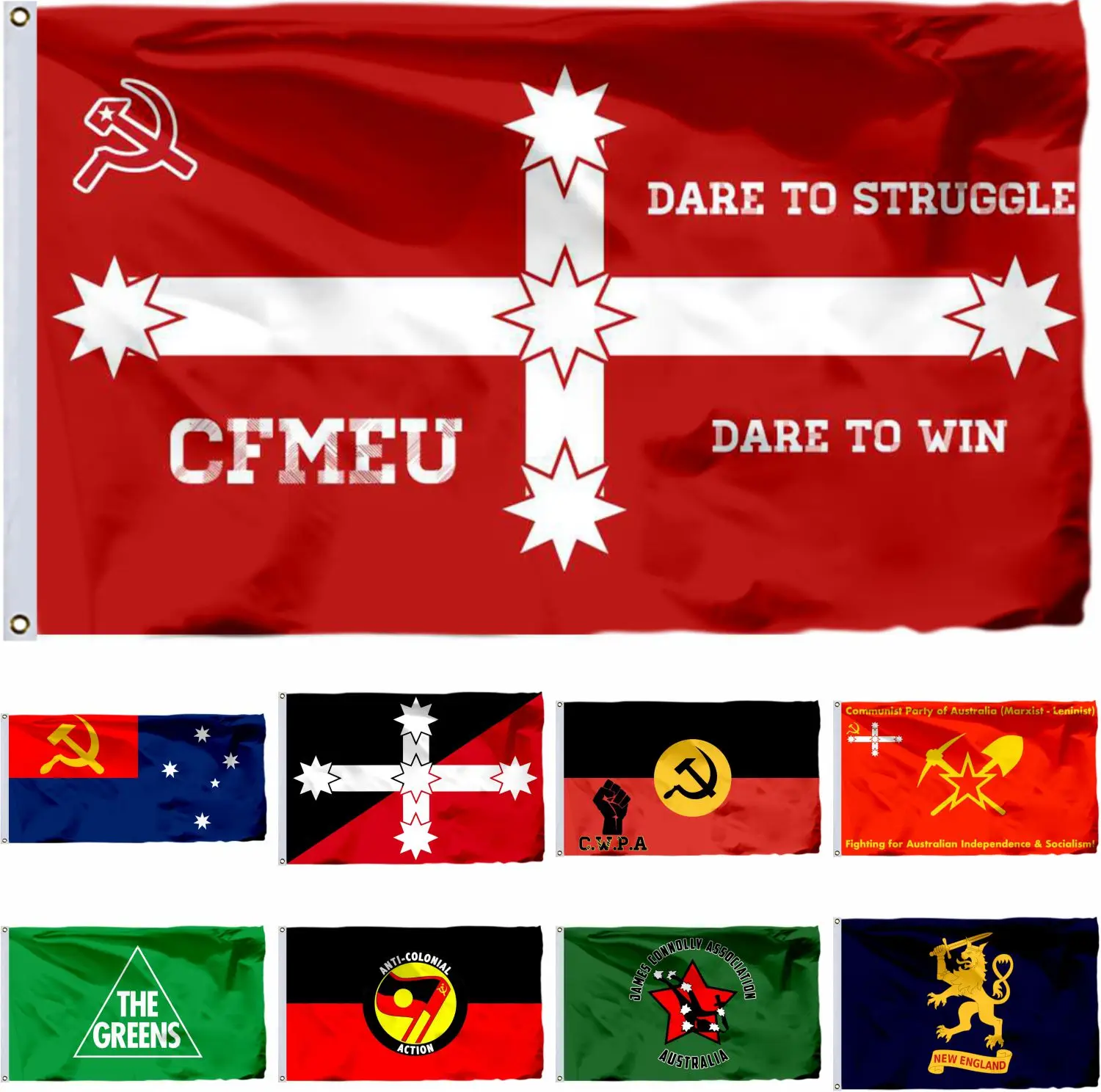 Australia CFMEU Union Flag 3X5FT Eureka Green Banner 90X150CM JCA Green ...
