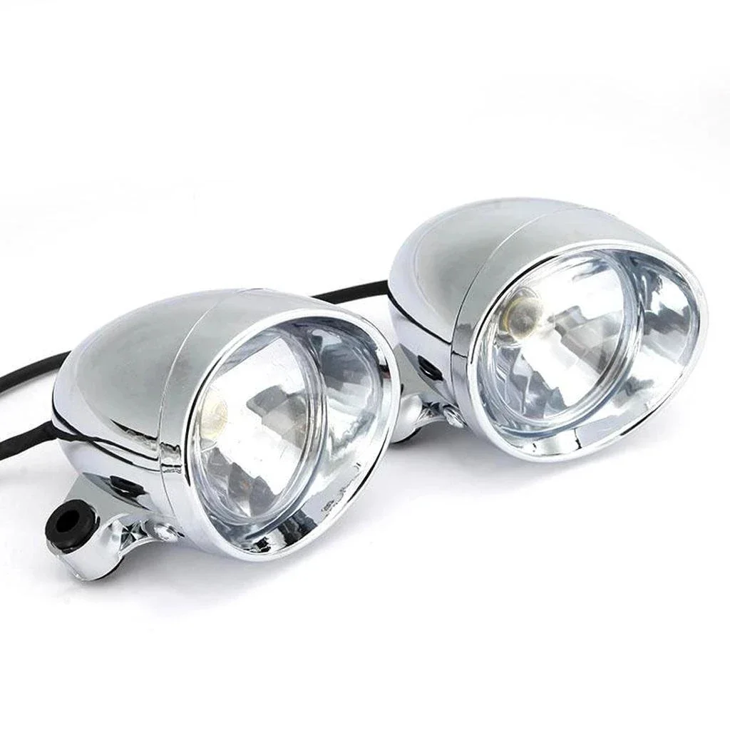 1Set 4'' Chrome Motorcycle Bullet Front Headlight Fog Light Lamp for ...