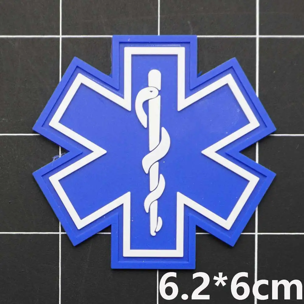 blue snake medic cross Star of Life Patches with Hook and Loop Backing ...