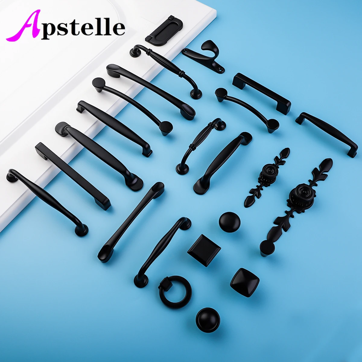 Aluminum Alloy Furniture Handles Black Interior Door Handl Kitchen ...