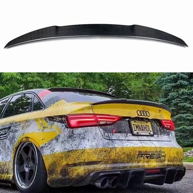 FOR AUDI A3 S3 RS3 8V Limousine Sedan V Style Carbon Fiber Rear Spoiler ...