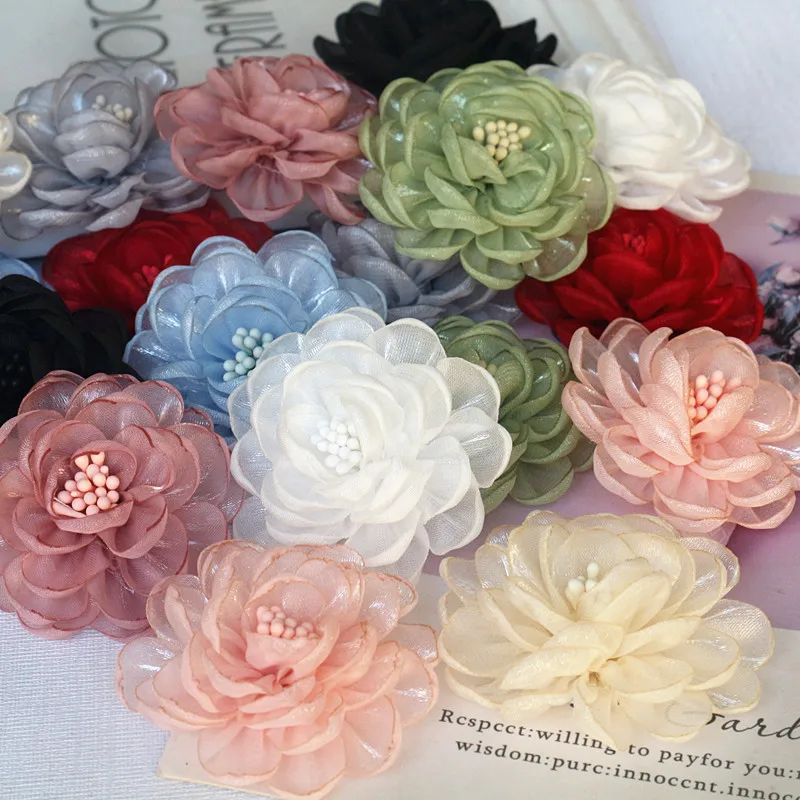 10PCS-Lot-5-5CM-Organza-Chiffon-Fabric-Cored-Artificial-Rose-Gauze ...