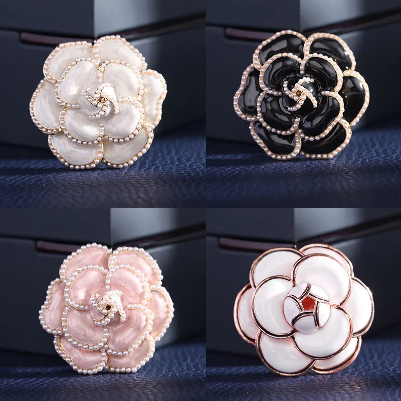 Luxury Small Fragrant Camellia Brooch Women High-end Pearl Flower ...