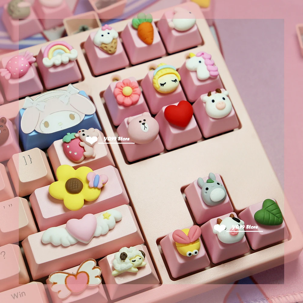 Lovely Cartoon Anime Cute Cat Claw Beautiful Girl Pink Cute Keycaps ...