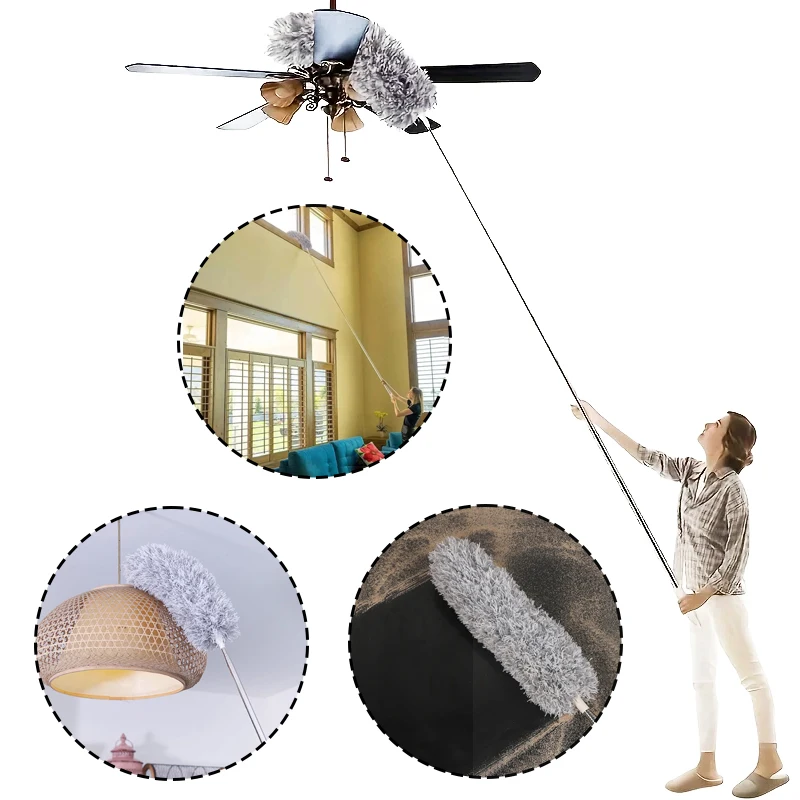 250 Cm Extended Chicken Feather Duster Extendable and Curved Ceiling ...