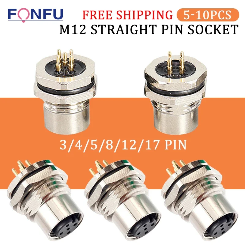 M12-Panel-Back-Mount-Flange-Socket-Sensor-Male-Female-Connector ...