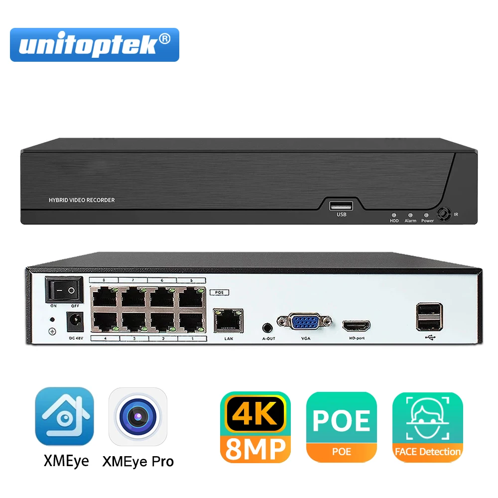 8CH-4K-POE-NVR-Xmeye-Face-Detection-Video-Recorder-4CH-For-Poe-Cameras ...