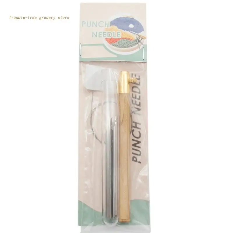 Wooden-Handle-Punch-Poke-Needle-Embroidery-Pen-Wire-Guide-Sewing ...