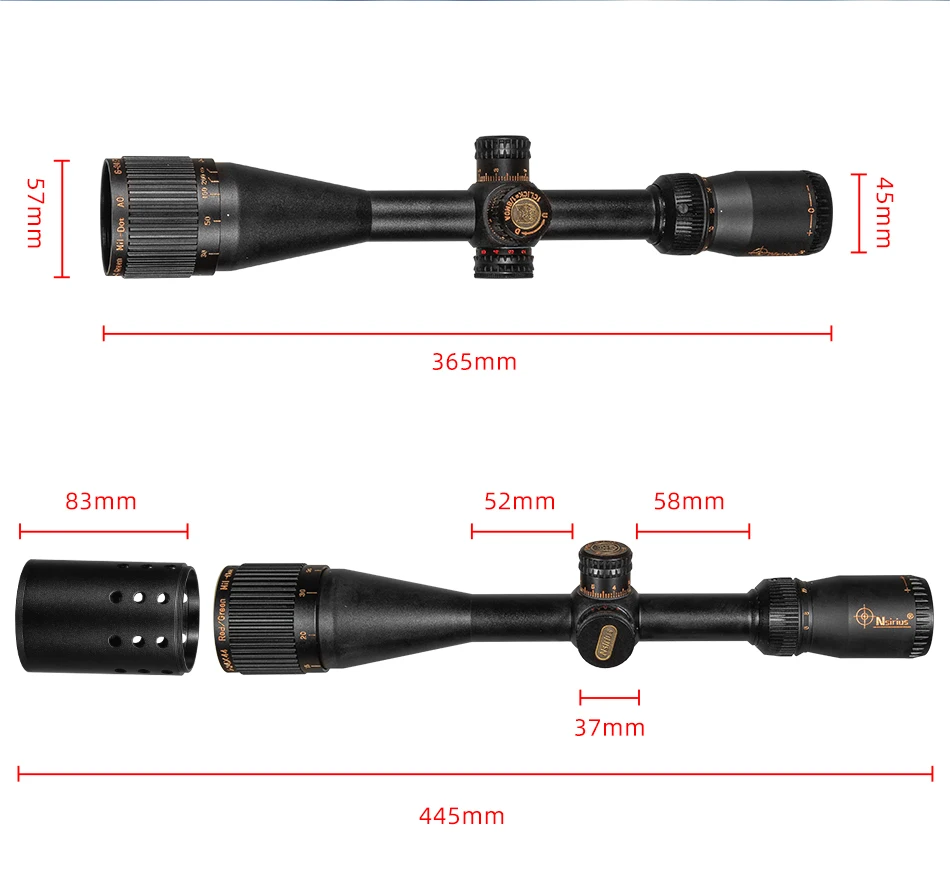 NSIRIUS 6-24X44AOE Hunting Riflescope Red Special Cross Reticle Sniper ...