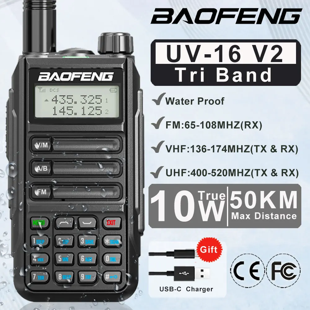 Baofeng-UV-16-MAX-V2-Walkie-Talkie-10-KM-Military-10W-Powerful ...