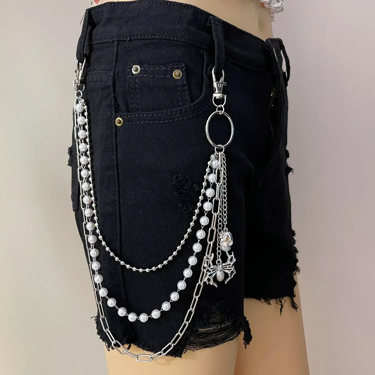 Metal-White-Pearl-Punk-Pants-Chain-Keychains-for-Men-Women-Jean-Trouser ...