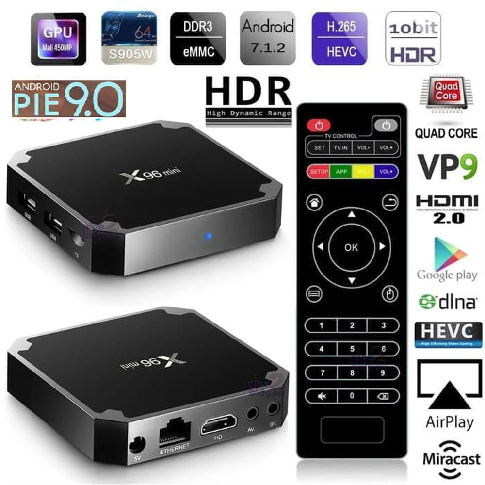 Amlogic reproductor multimedia S905W X96 Mini, decodificador inteligente con Android 7.1.2 ...