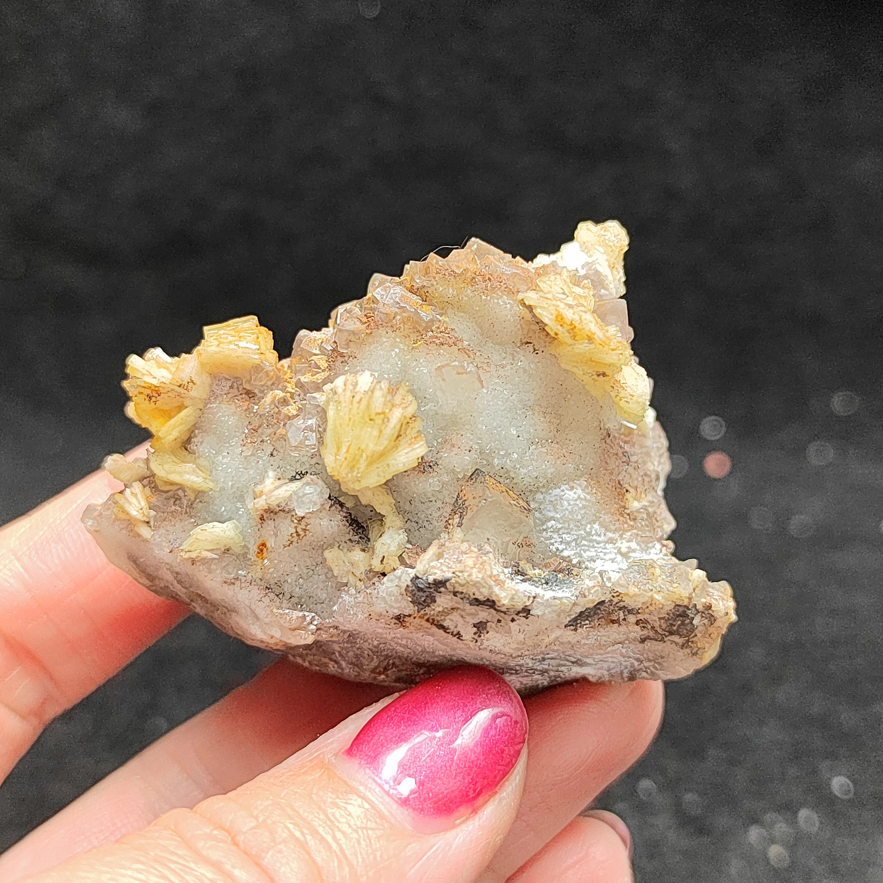 62.9gNatural white transparent fluorite and barite, quartz mineral raw ...