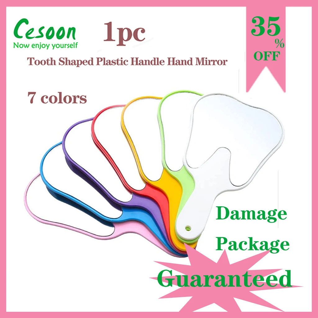 1pc Dental Mouth Mirror Tooth Shaped Plastic Handle Hand Mirror For ...