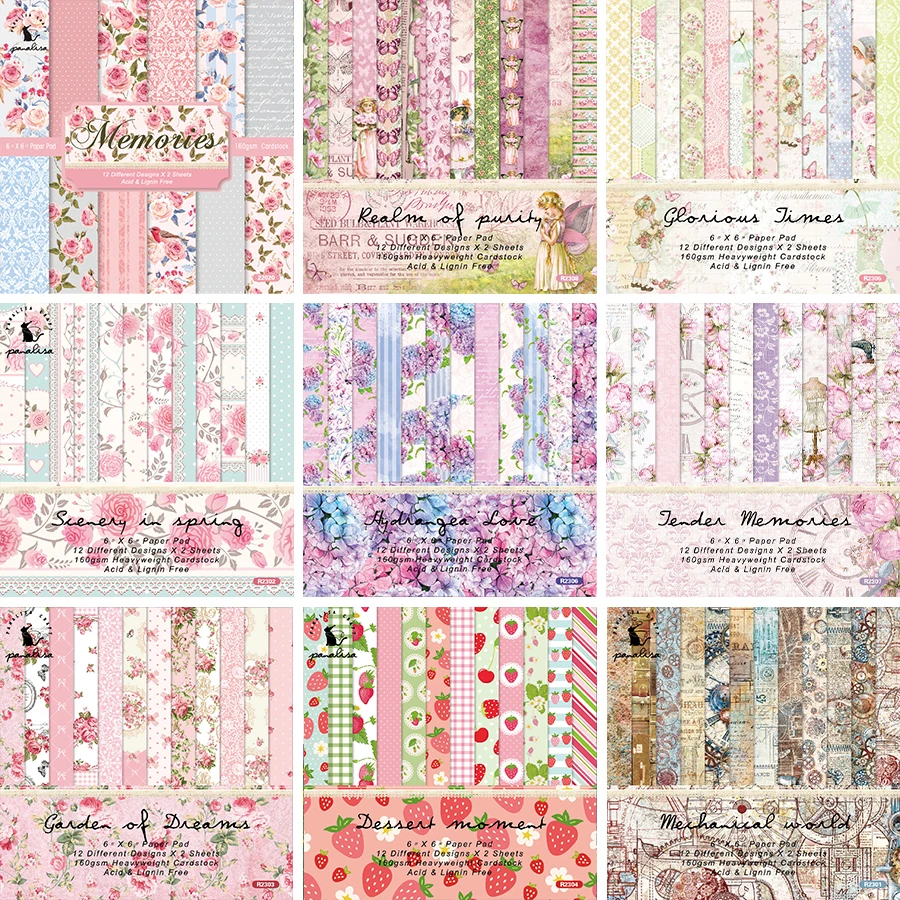 12Sheet-Warm-Flower-Girls-Background-Scrapbooking-Paper-Retro-Journal ...