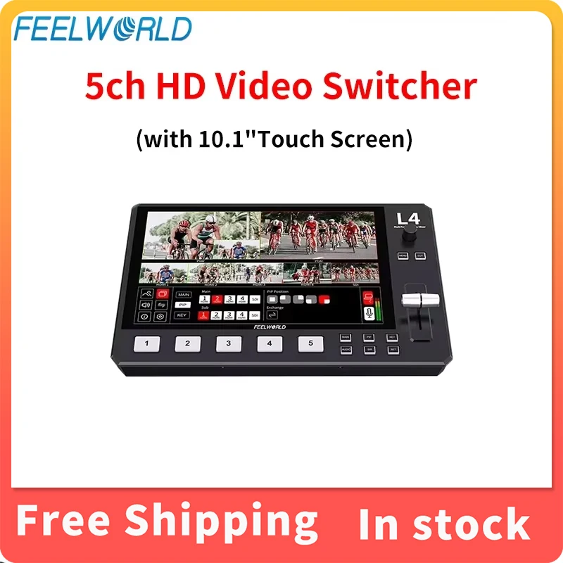 FEELWORLD L4 5ch 10.1"Touch Screen Multi-camera Video Mixer Switcher ...