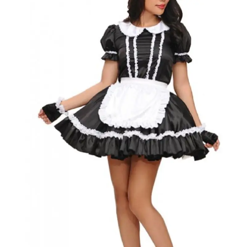 New Hot Sale Lockable Maid Sissy Dress Doll Collar Cute Black Satin ...