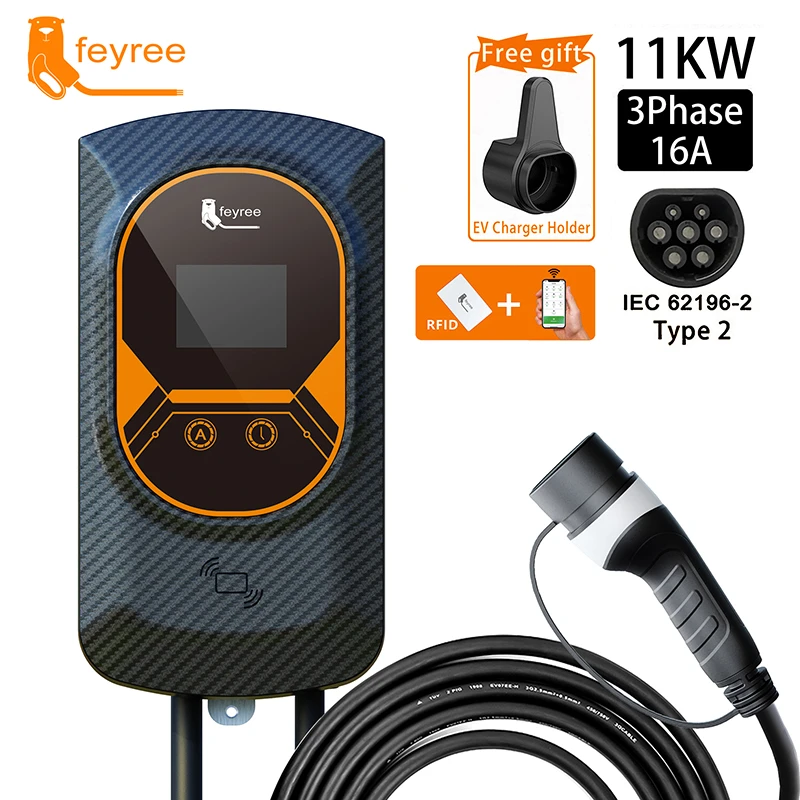 Wallbox 11kw Type2 Cable Ev Charger 16a 3 Phase Electric Vehicle Car ...