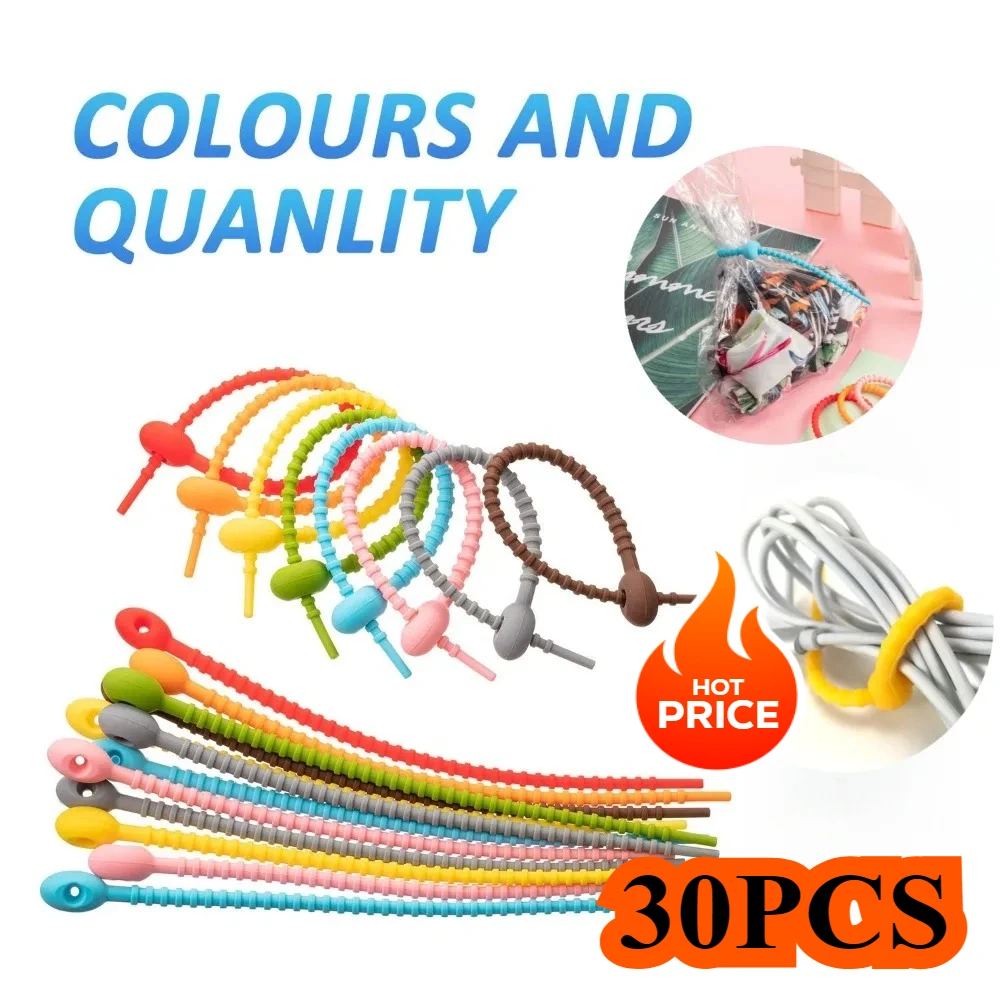 Reusable Wire Organizer Winder Storage Silicone Cable Ties Cable Holder ...