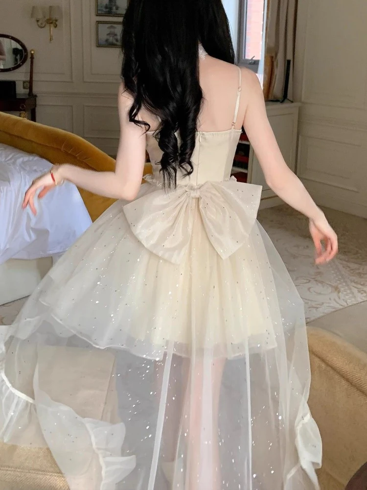 Sweet Japanese Sequined Slip Dress Women Mesh Patchwork Sexy Princess ...