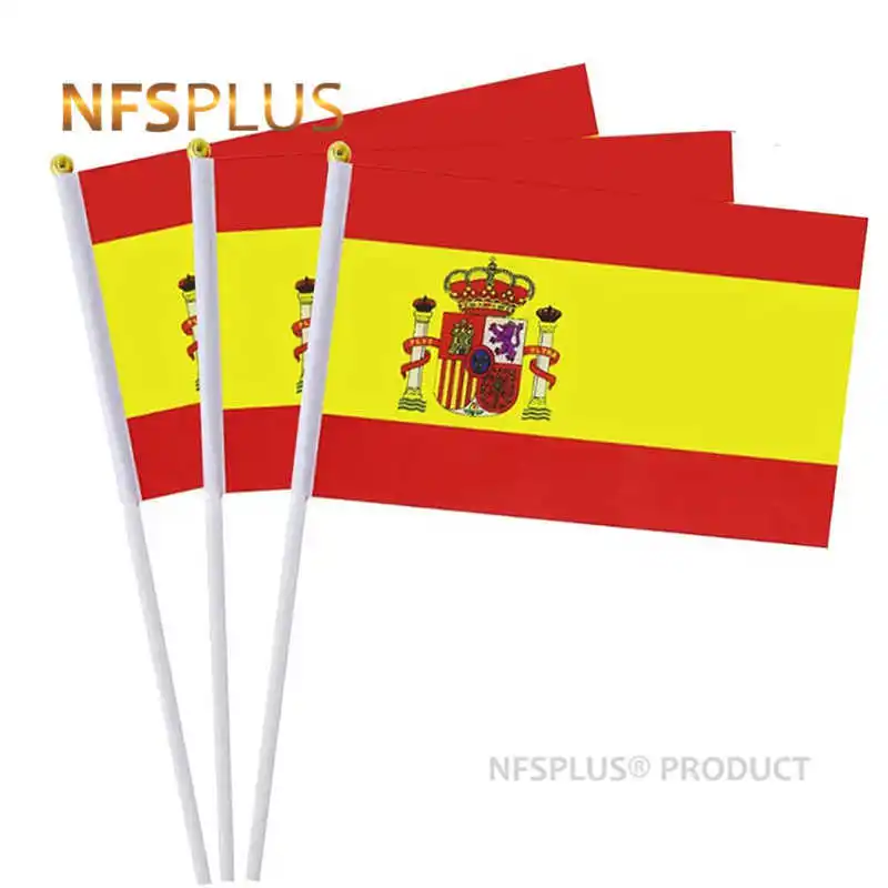 10PCS-Spain-Flags-Small-Stick-14x21cm-Handheld-National-Spanish-Flag ...