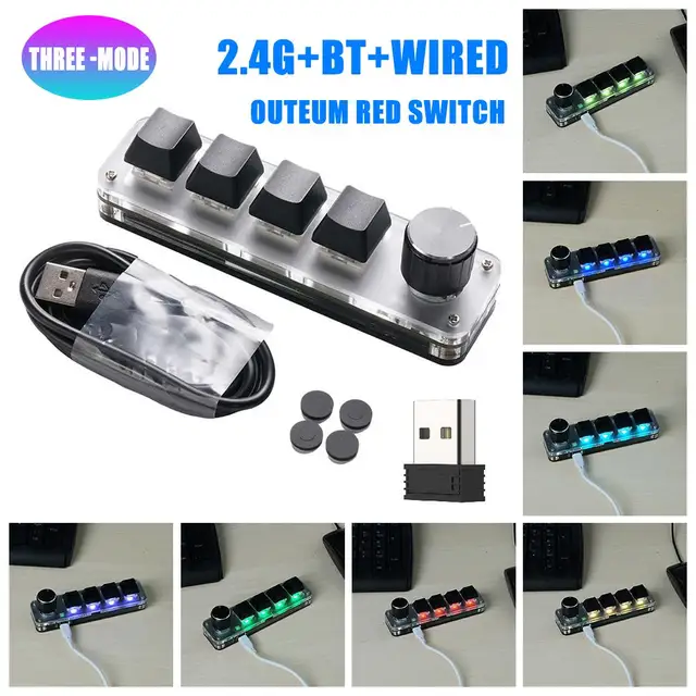 3 Mode BT 2.4G USB Custom Mini Mechanical Keyboard Programming Macro RGB 15/4 Keys Knob Copy and ...