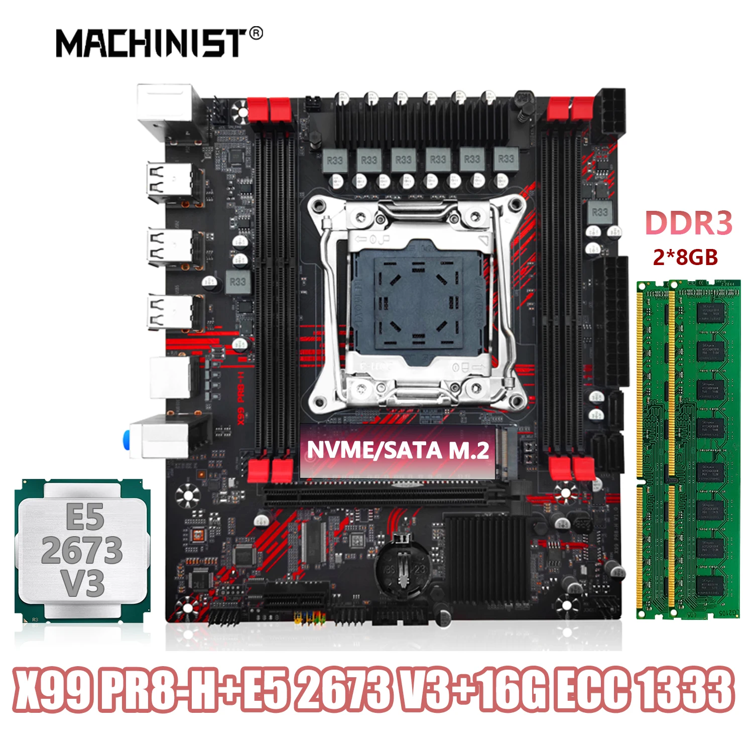 MACHINIST-Motherboard-Set-Kit-Intel-LGA2011-3-Xeon-E5-2673-CPU-V3-DDR4 ...